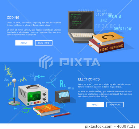 Coding and Electronics Courses Informative Page - Stock Illustration ...