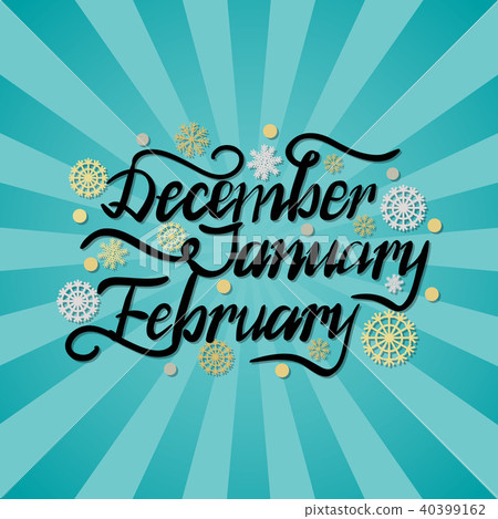 December January February Winter Month Inscription - Stock Illustration ...