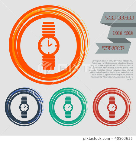 watch icon on the red, blue, green, orange buttons-插圖素材 [40503635 ...