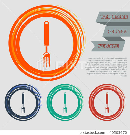 fork icon on the red, blue, green, orange buttons-插圖素材 [40503670] - PIXTA圖庫