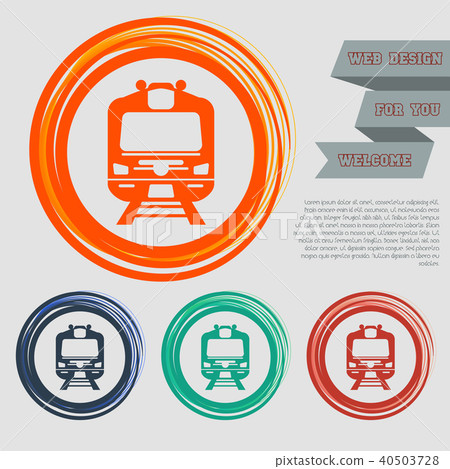 Train icon on the red, blue, green, orange buttons - Stock Illustration ...