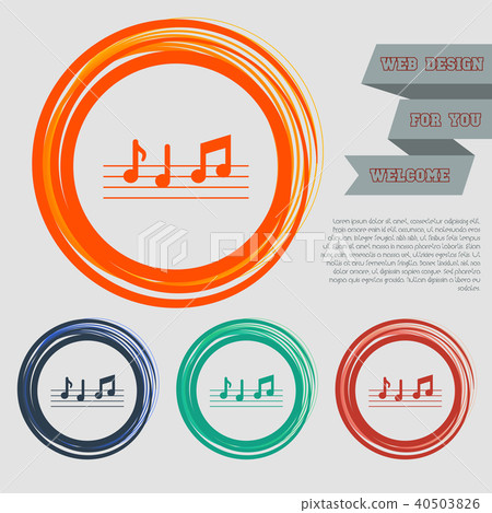music notes icon on the red, blue, green, orange b - Stock Illustration ...