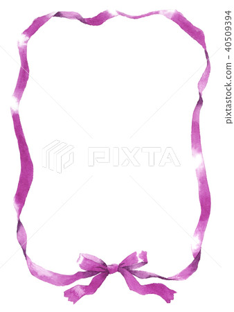 Purple ribbon frame painted by watercolor - Stock Illustration ...