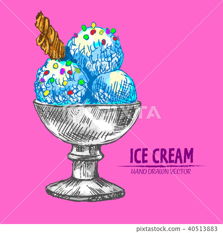 Digital vector detailed line art sundae ice cream - Stock Illustration ...