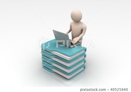 person with a laptop on file folders - Stock Illustration [40525840 ...