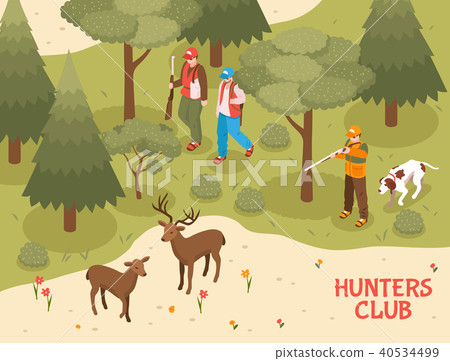 Hunters Club Isometric Poster - Stock Illustration [40534499] - PIXTA