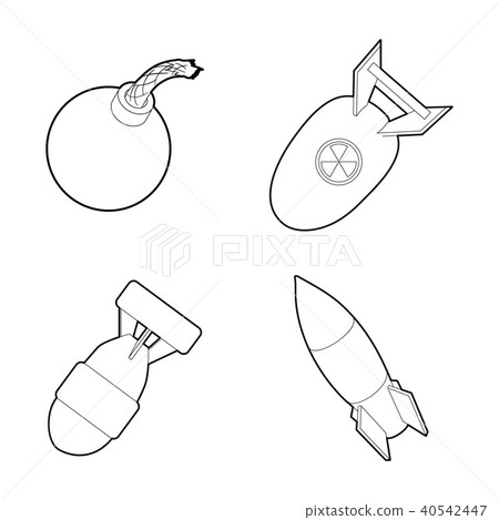 Bomb icon set, outline style - Stock Illustration [40542447] - PIXTA