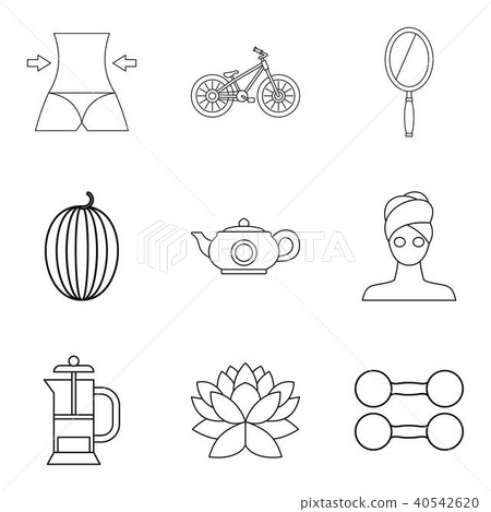 Lose weight icons set, outline style - Stock Illustration [40542620 ...