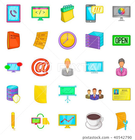Business department icons set, cartoon style - Stock Illustration ...
