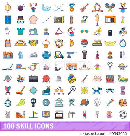 100 skill icons set, cartoon style - Stock Illustration [40543633] - PIXTA