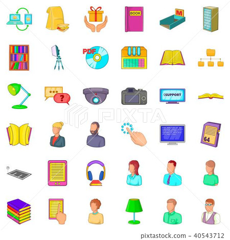Librarian icons set, cartoon style - Stock Illustration [40543712] - PIXTA