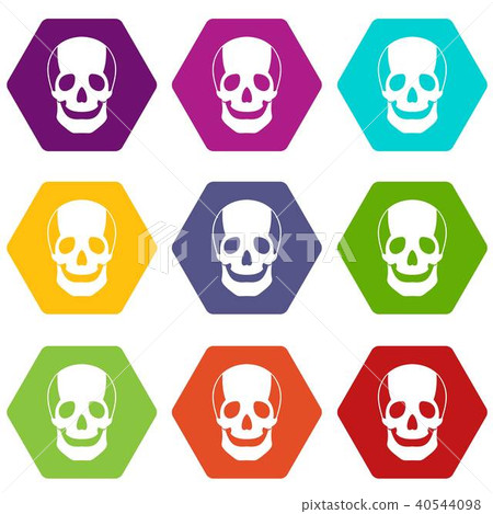 Skull icon set color hexahedron - Stock Illustration [40544098] - PIXTA