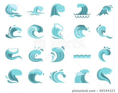 Wave icon set, flat style - Stock Illustration [40544323] - PIXTA