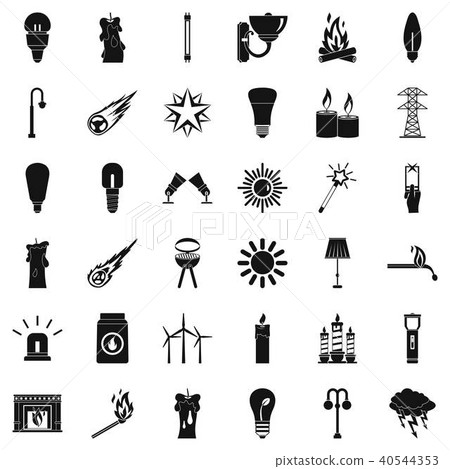 Light source icons set, simple style - Stock Illustration [40544353 ...