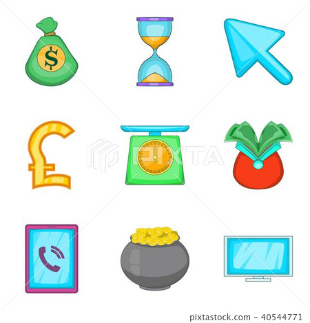 Financial assistance icons set, cartoon style - Stock Illustration ...