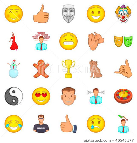 Positive emotion icons set, cartoon style - Stock Illustration ...