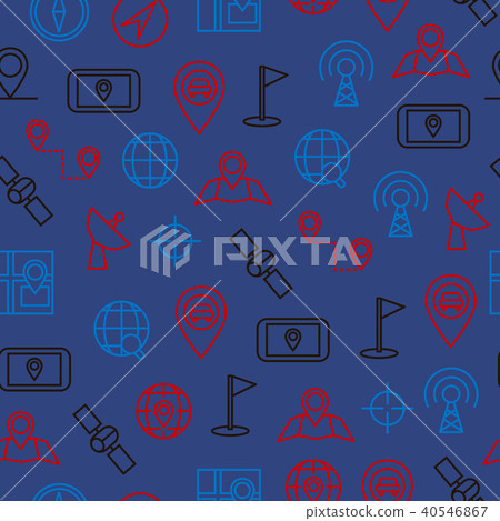 Geolocation Navigation Seamless Pattern... - Stock Illustration ...