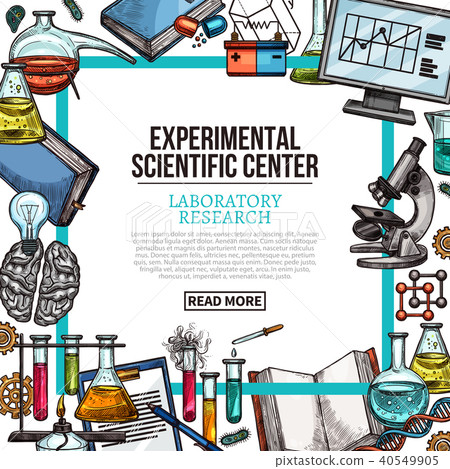 Scientific center poster with laboratory equipment - Stock Illustration ...