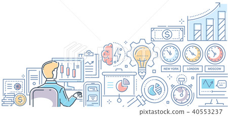 Stock exchange - modern line design style... - Stock Illustration ...