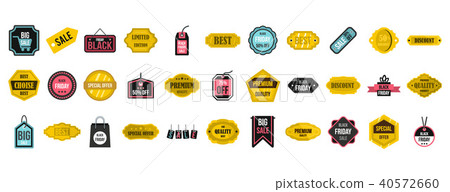 Sale badge icon set, flat style - Stock Illustration [40572660] - PIXTA