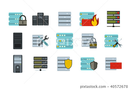 Server icon set, flat style - Stock Illustration [40572678] - PIXTA