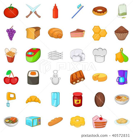 Edible icons set, cartoon style - Stock Illustration [40572831] - PIXTA