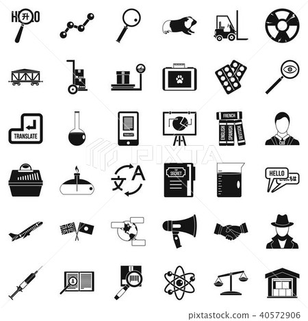 Scientific tool icons set, simple style - Stock Illustration [40572906 ...