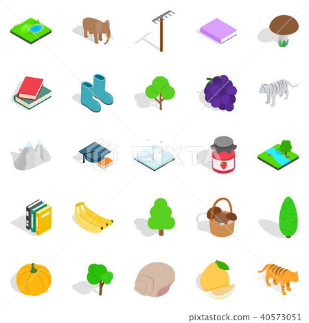 Remote place icons set, isometric style - Stock Illustration [40573051 ...