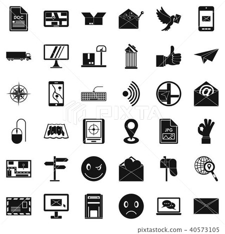 Postal code icons set, simple style - Stock Illustration [40573105] - PIXTA