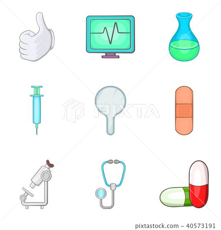 Monitoring health icons set, cartoon style - Stock Illustration ...