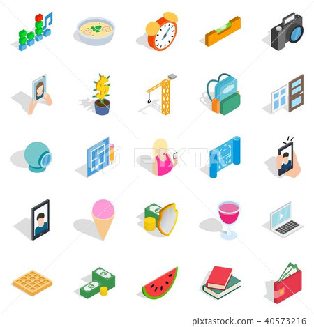 Characteristic icons set, isometric style - Stock Illustration ...
