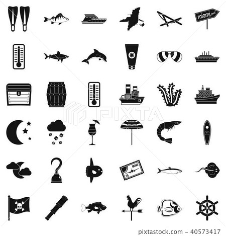 Water element icons set, simple style - Stock Illustration [40573417 ...