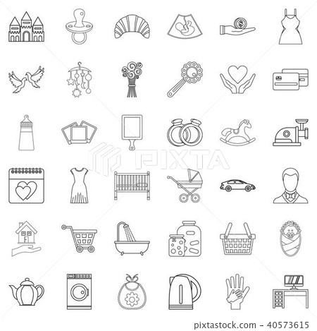 Common life icons set, outline style - Stock Illustration [40573615 ...