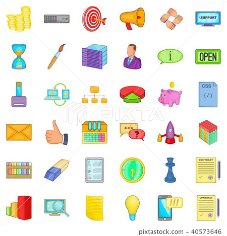 Implementing icons set, cartoon style - Stock Illustration [40573646 ...