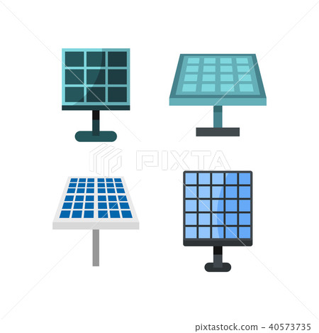 Solar battery icon set, flat style - Stock Illustration [40573735] - PIXTA