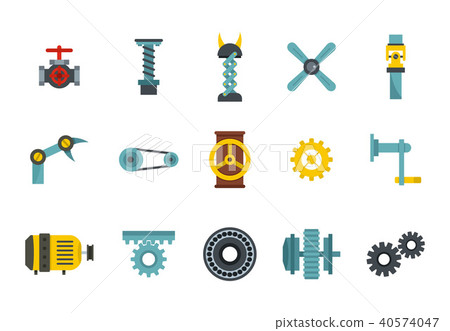 Factory tools icon set, flat style - Stock Illustration [40574047] - PIXTA
