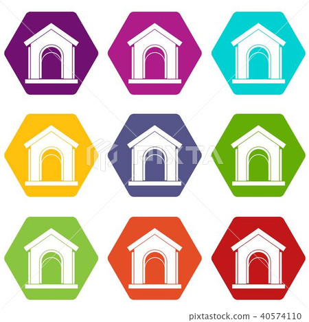 Toy house icon set color hexahedron - Stock Illustration [40574110] - PIXTA