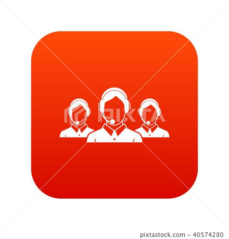 Customer support operators icon digital red - Stock Illustration ...