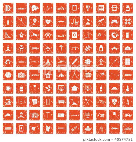 100 development icons set grunge orange - Stock Illustration [40574781 ...