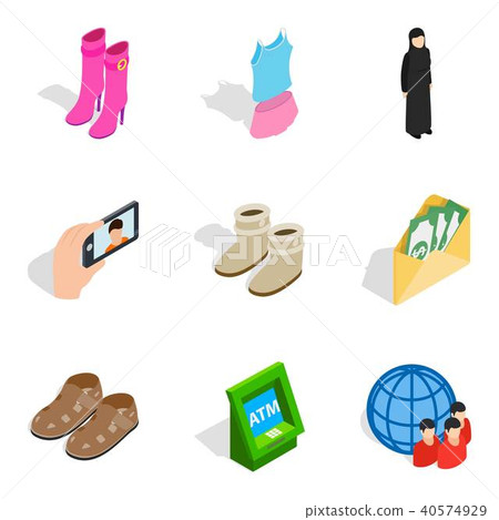 Madam icons set, isometric style - Stock Illustration [40574929] - PIXTA