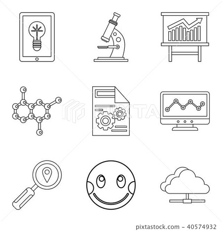 Material science icons set, outline style - Stock Illustration ...