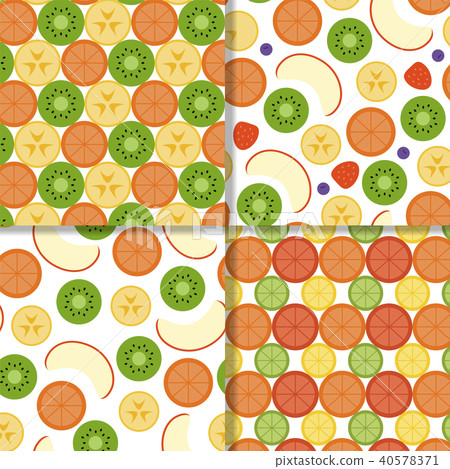 Fruit seamless patterns - Stock Illustration [40578371] - PIXTA