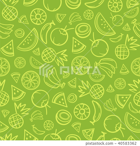 Tropical fruits seamless summer pattern background - Stock Illustration ...