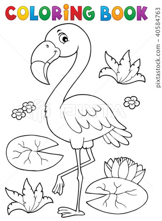 Coloring book flamingo theme 2 - Stock Illustration [40584763] - PIXTA