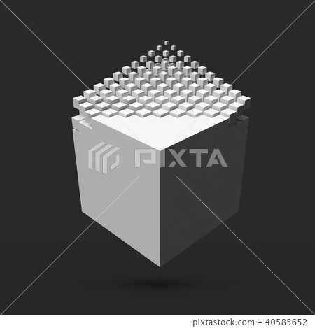 bigger cube dissolving to smaller cubes - Stock Illustration [40585652 ...