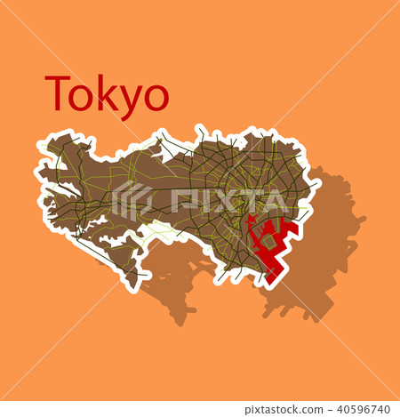 Japan Tokyo - Top view map streets design on top - Stock Illustration ...