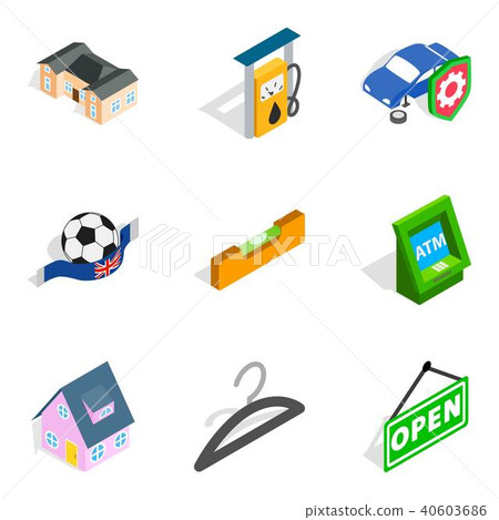 Urban living icons set, isometric style - Stock Illustration [40603686 ...
