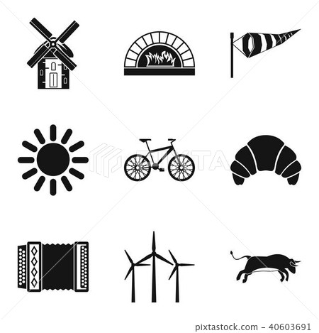Rural locality icons set, simple style - Stock Illustration [40603691 ...