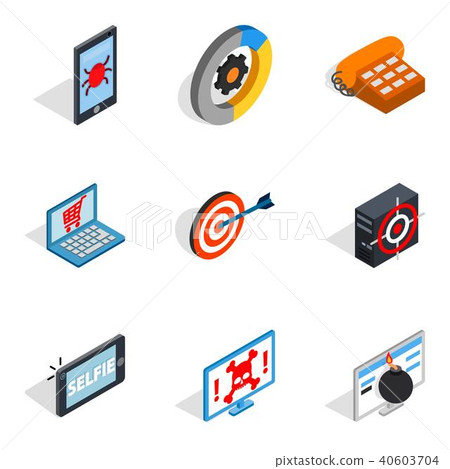 Mobile computer icons set, isometric style - Stock Illustration ...