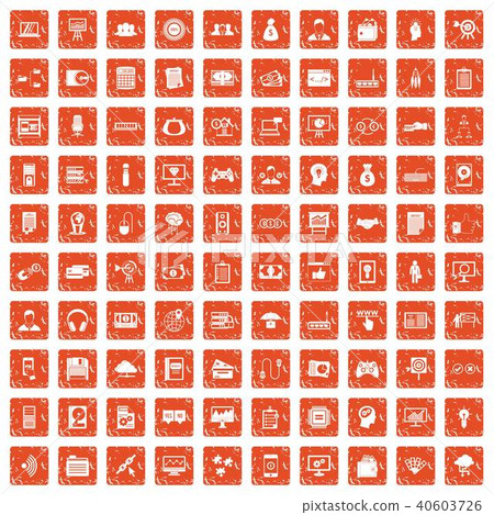 100 IT business icons set grunge orange - Stock Illustration [40603726 ...